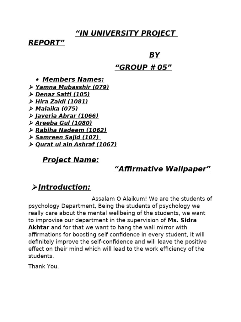 In University Project Report | PDF