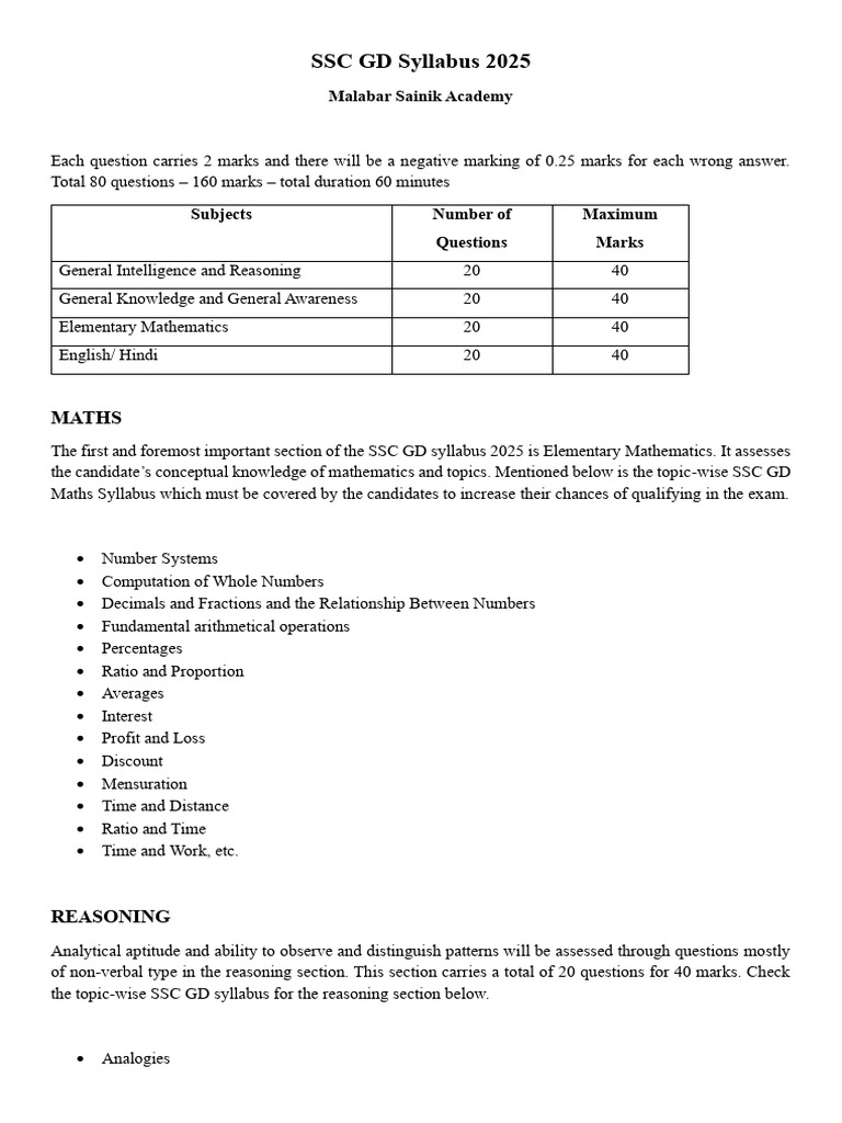 SSC GD 2025 | PDF | Mathematics | Arithmetic