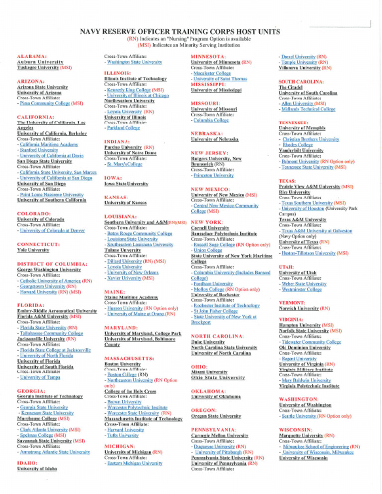 NROTC Host Units | PDF