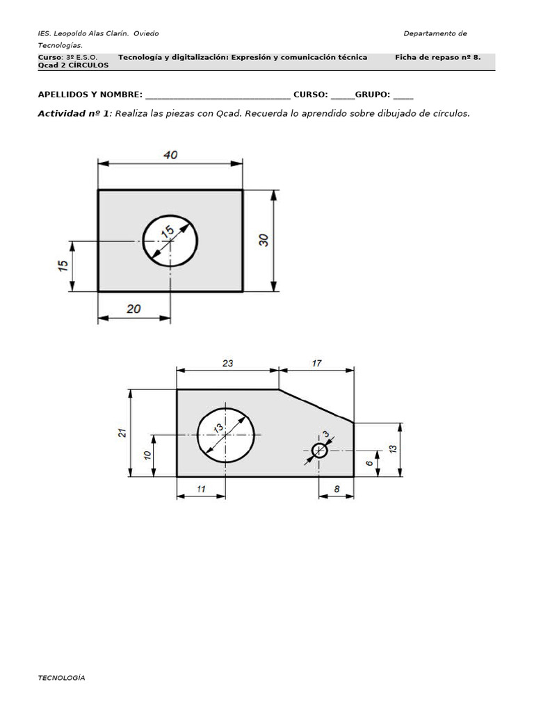 UD2 - Qcad Ficha Circulos | PDF