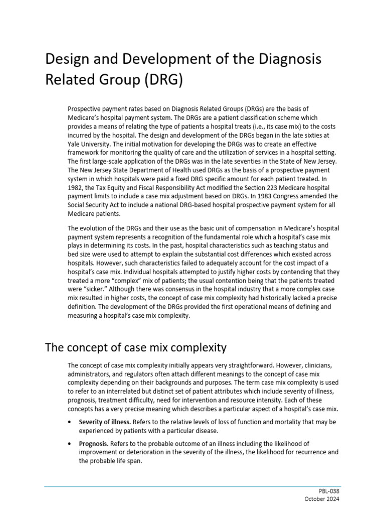 Design and Development of The Diagnosis Related Group (DRGS) | PDF | Respiratory Diseases ...