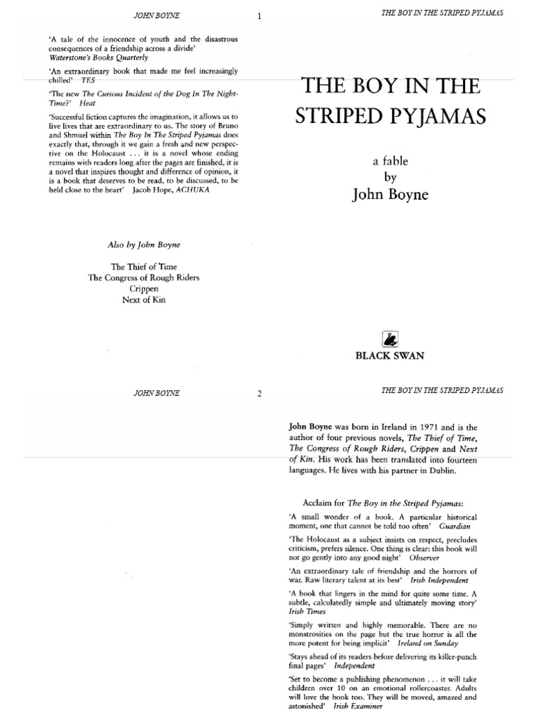 The Boy in The Striped Pyjamas Chapters 1 5 - +3+3+3+ | PDF