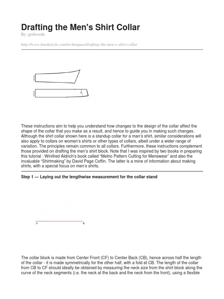 Drafting The Men S Shirt Collar Original | PDF | Seam (Sewing) | Shirt