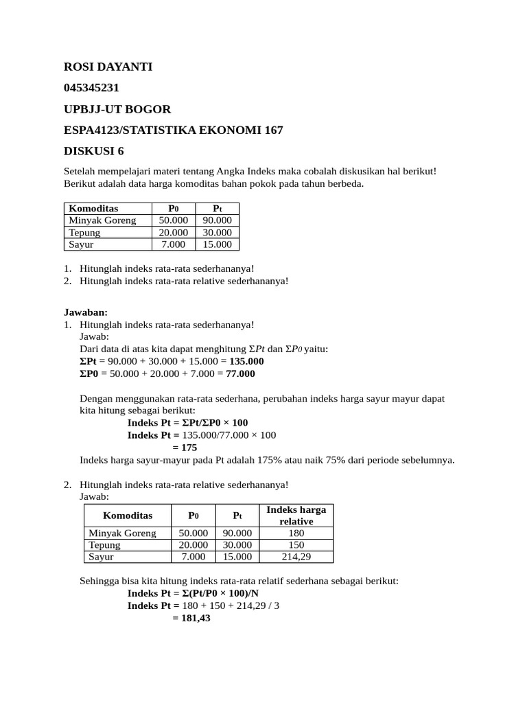 Diskusi 6 - Statistika Ekonomi | PDF