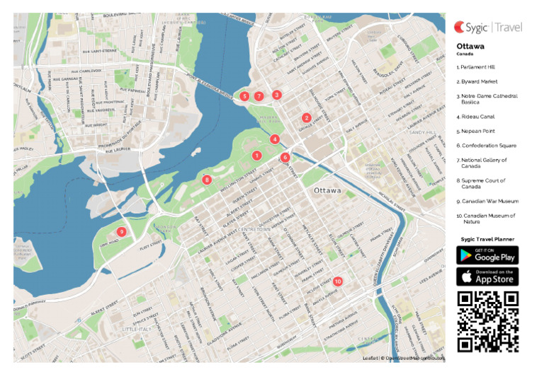 Ottawa Printable Tourist Map 87309 | PDF