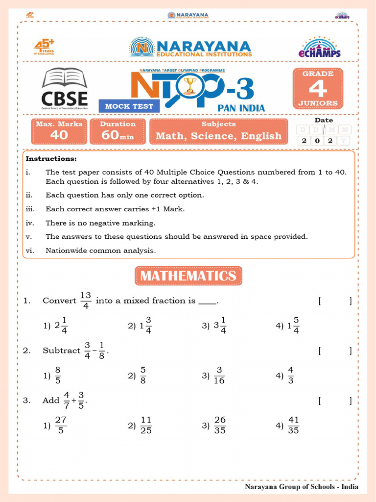 Mixed Fractions and Simple Machines Quiz | PDF