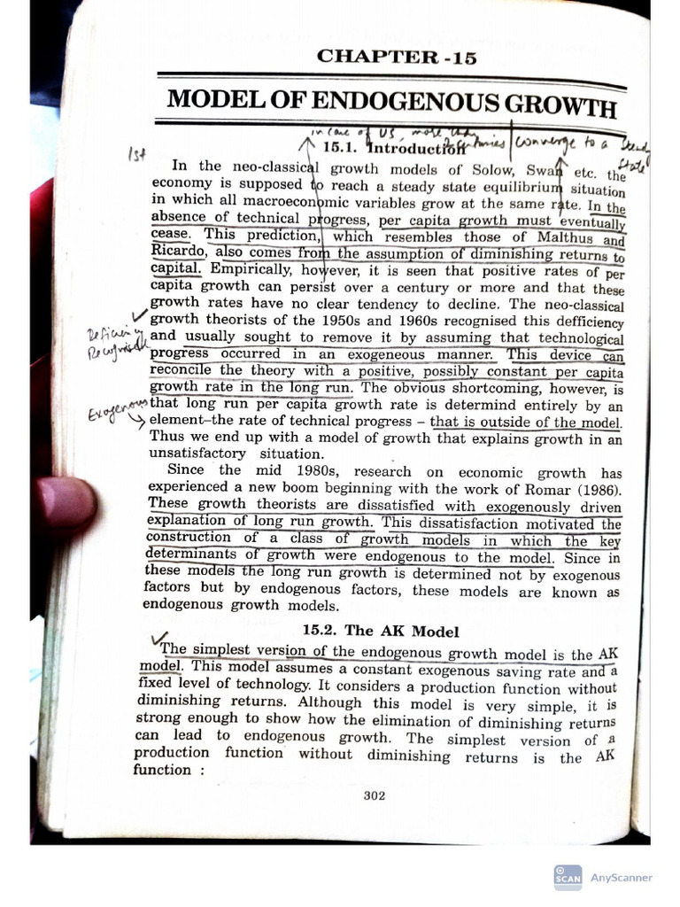 Model of Endogenous Growth | PDF