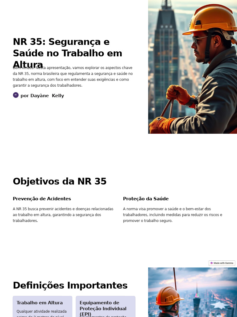 NR 35: Segurança no Trabalho em Altura | PDF | Capacete | Equipamentos ...