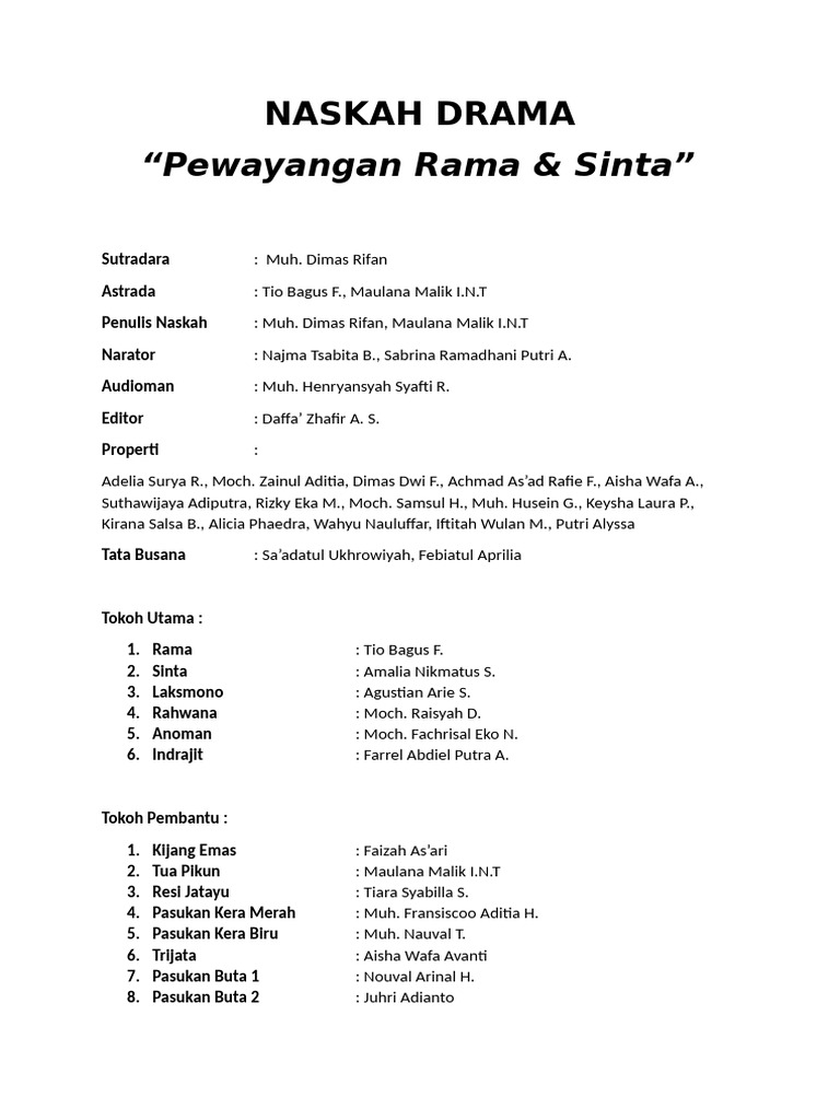 Script Drama Ramayana | PDF