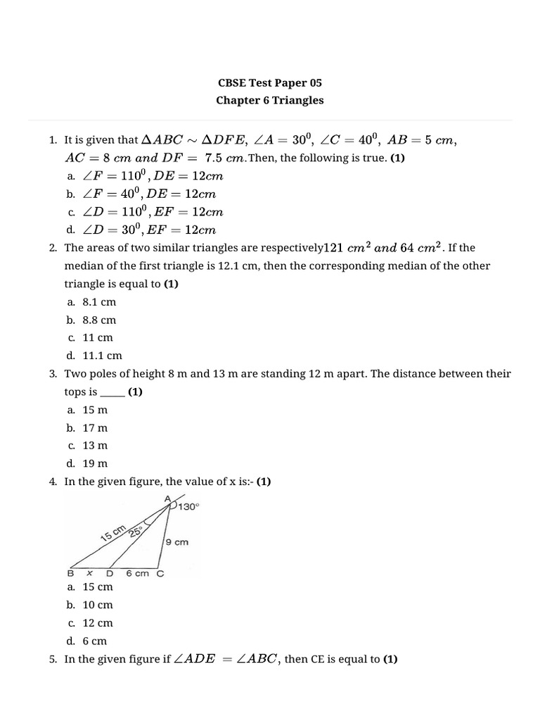 Chapter 06 Triangles Test 05 | PDF | Triangle | Triangle Geometry