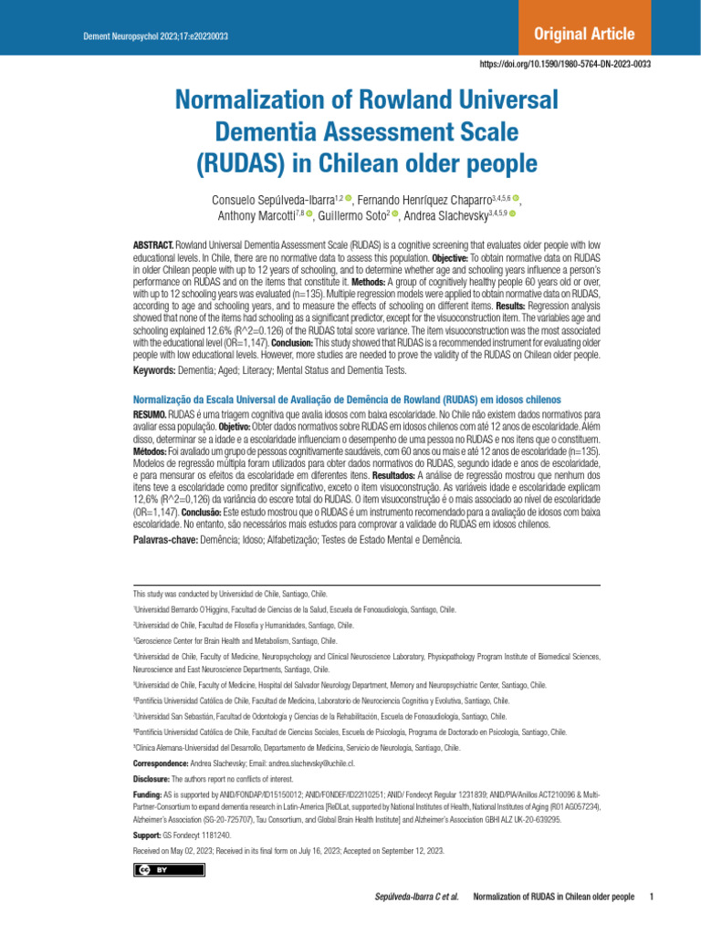 Normalization of Rowland Universal Dementia Assessment Scale (RUDAS) in ...