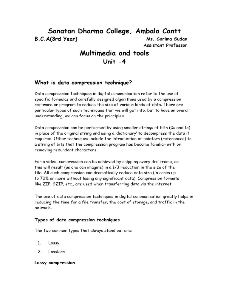multimedia unit-4 | PDF | Data Compression | Video