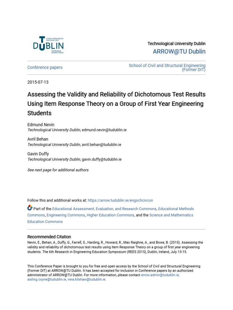 Assessing The Validity and Reliability of Dichotomous Test Result | PDF ...