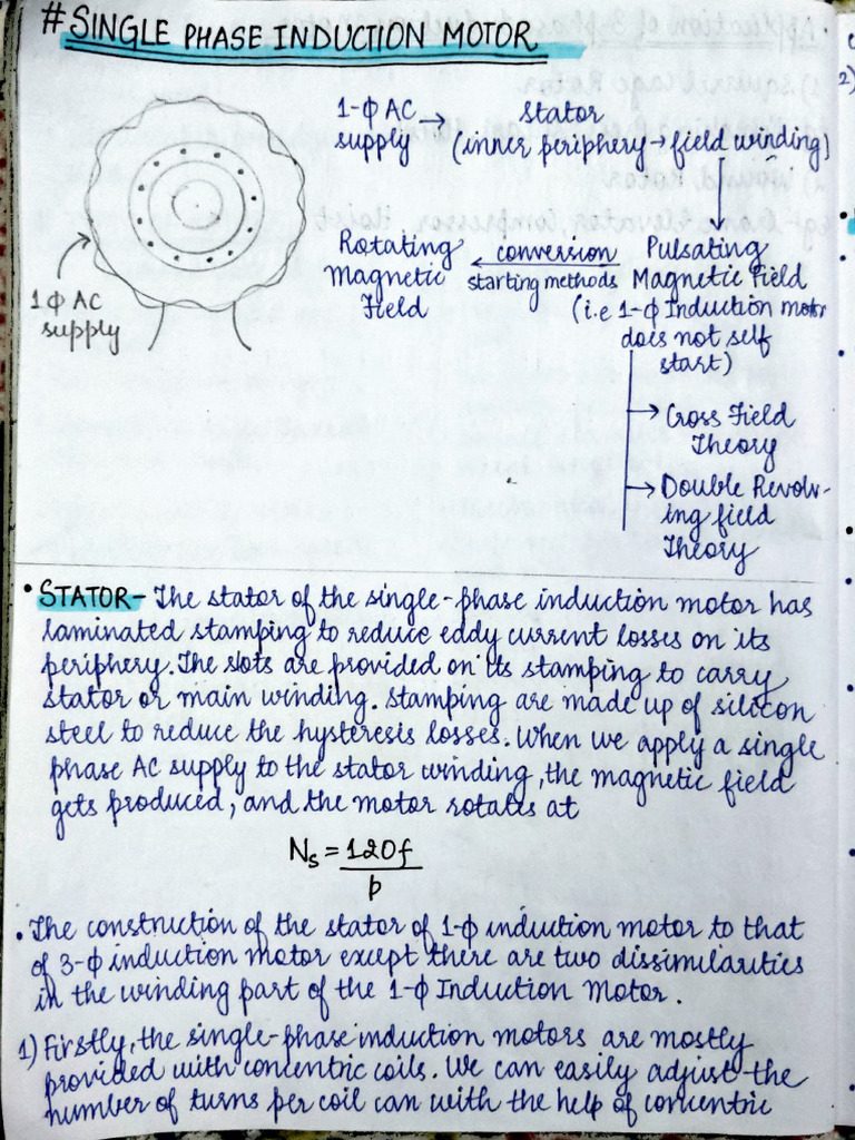 Single Phase Induction Motor | PDF | Electrical Engineering | Magnetic ...