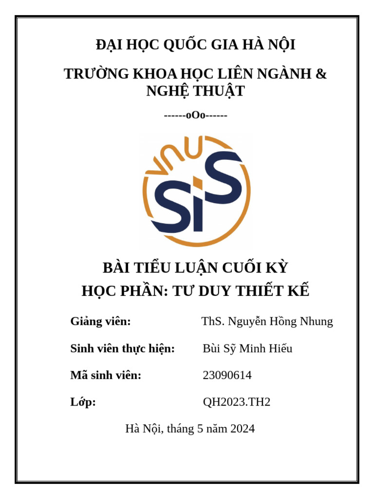 Tdtk Cuối Kỳ Minh Hiếu | PDF