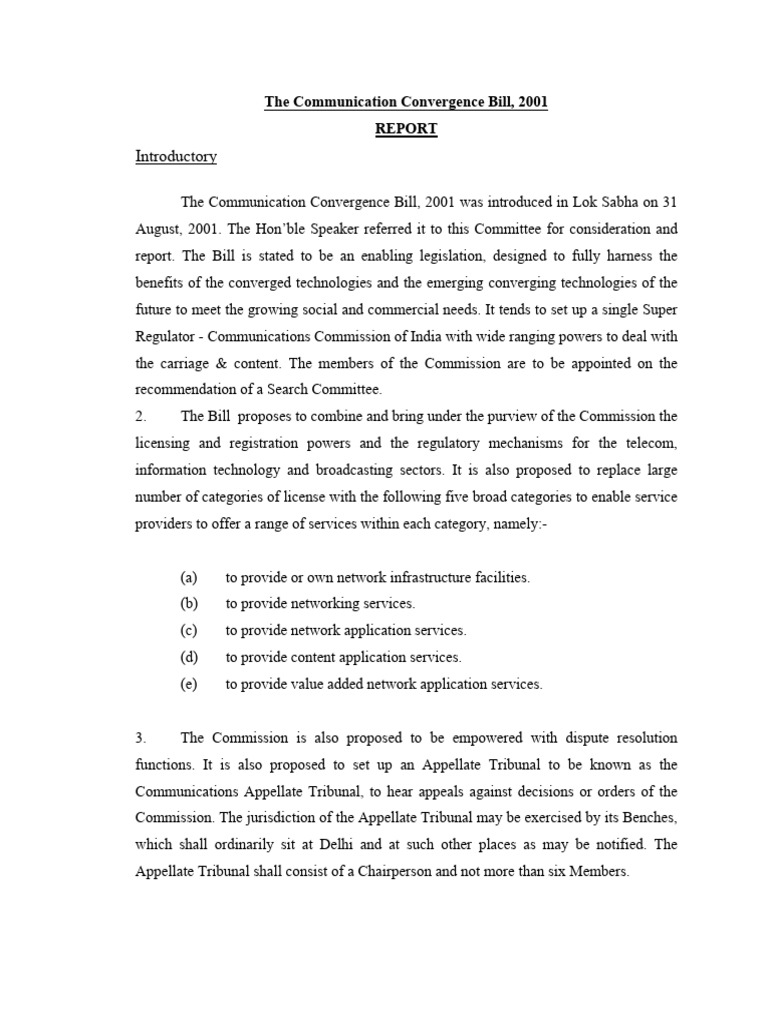 Communication Convergence Bill 2001 | PDF | Radio Spectrum | Radio