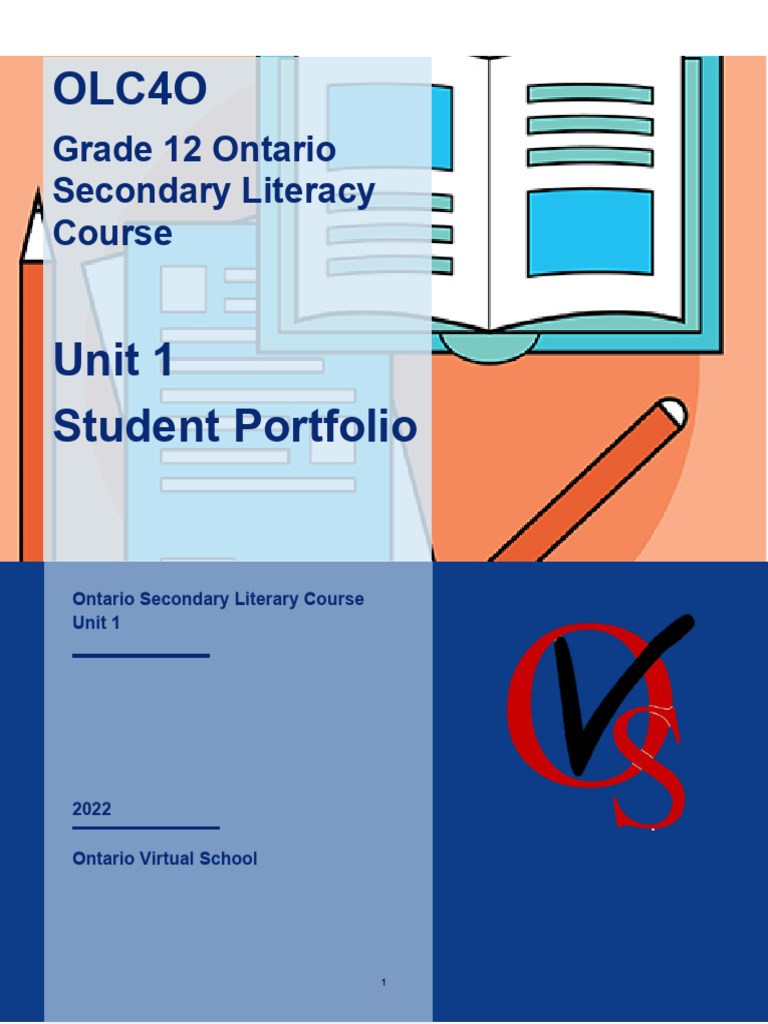 Ontario Grade 12 Literacy Portfolio Unit 1 | PDF