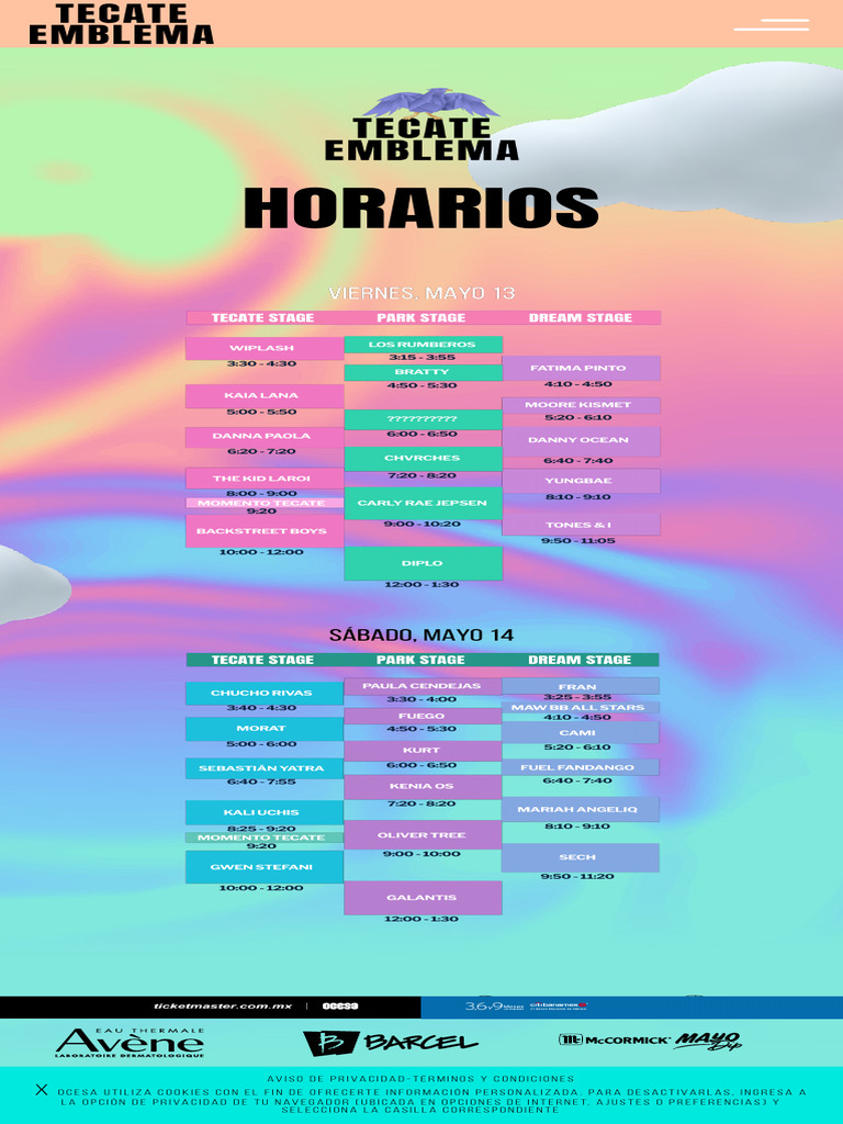 Tecate Emblema - Horarios | PDF
