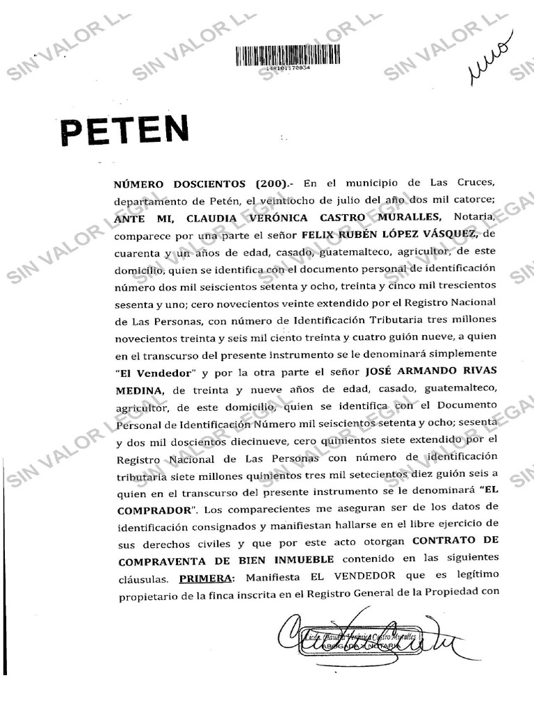 Escritura A Nombre de Jose Armando Rivas Medina | PDF