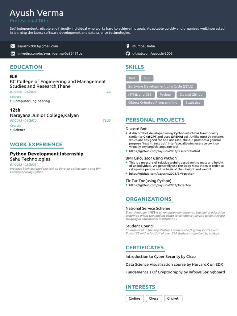 Ayush's Resume (2) | PDF | Computing | Software Engineering