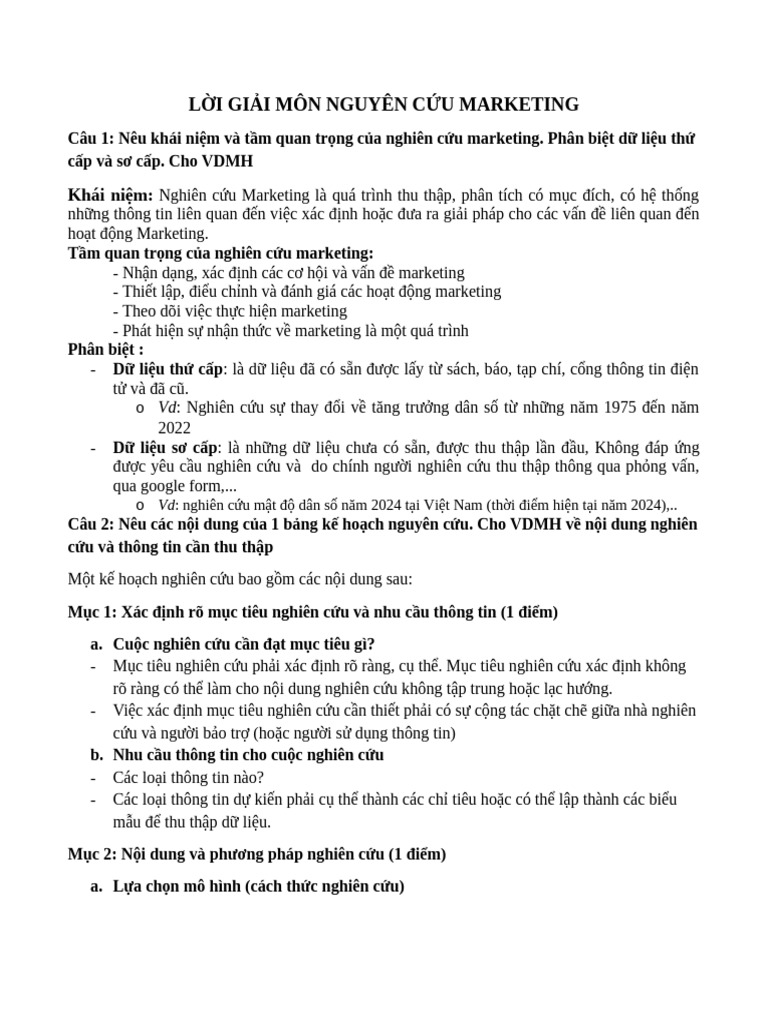 L I Gi I Môn Nguyên C U Marketing | PDF