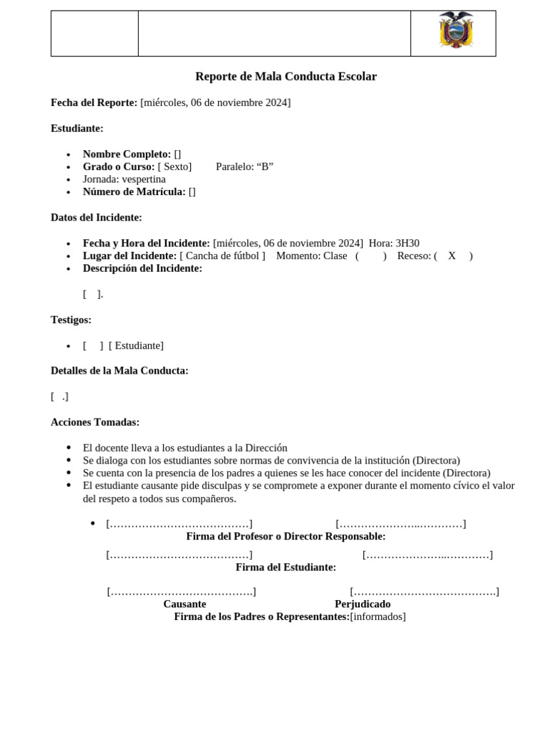 Reporte-De-Mala-CONDUCTA - copia | PDF
