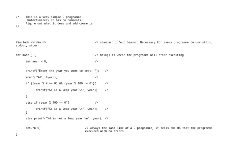 C Program to Check Leap Year | PDF