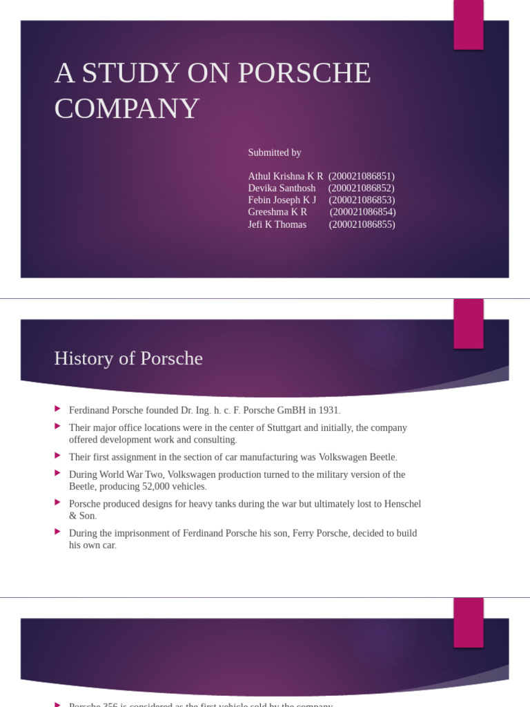 A Study on Porsche Company_PPT | PDF | Pricing | Marketing