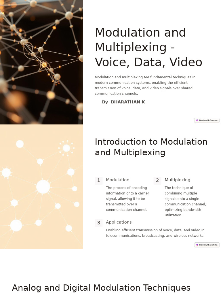 Modulation and Multiplexing Voice Data Video | PDF | Modulation | Multiplexing