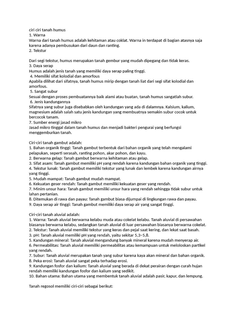 Ciri-Ciri Tanah Humus dan Karakteristiknya | PDF