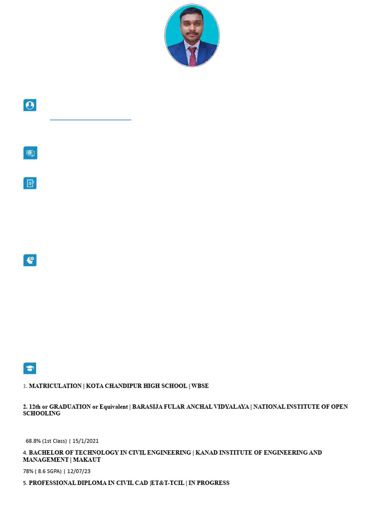 Civil Engineer Subhendu Konar CV | PDF | Engineering