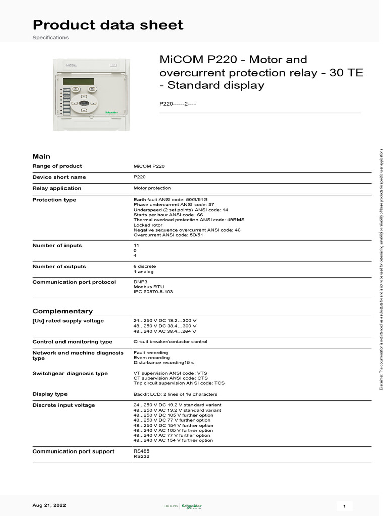 MiCOM P22x_P220------2---- | PDF | Power Supply | Electric Power