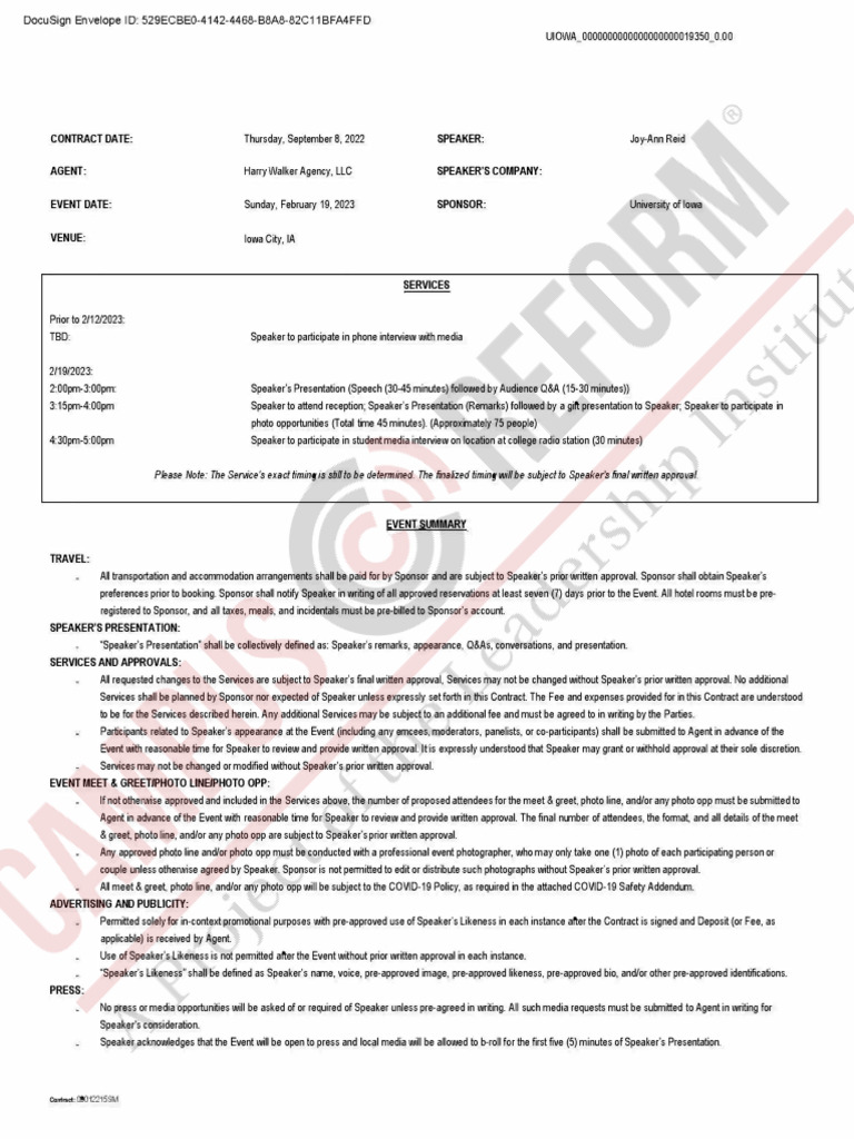 Joy Reid Contract with the University of Iowa | PDF | Legal Liability ...