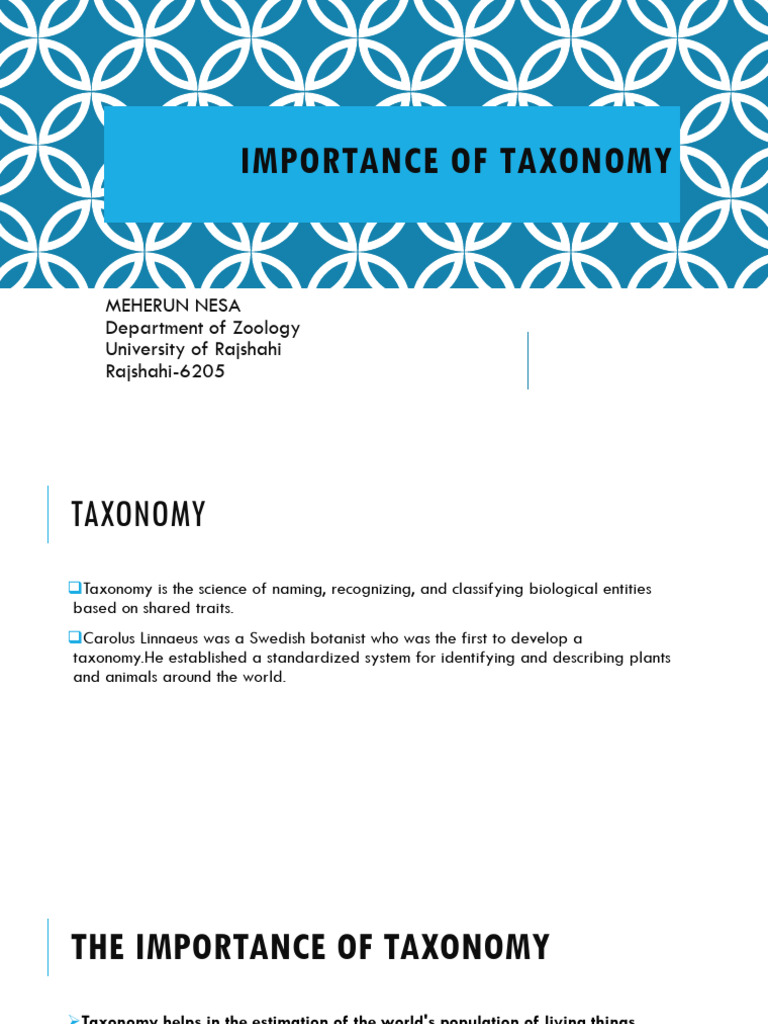Importance of Taxonomy L-5 | PDF | Taxonomy (Biology) | Species
