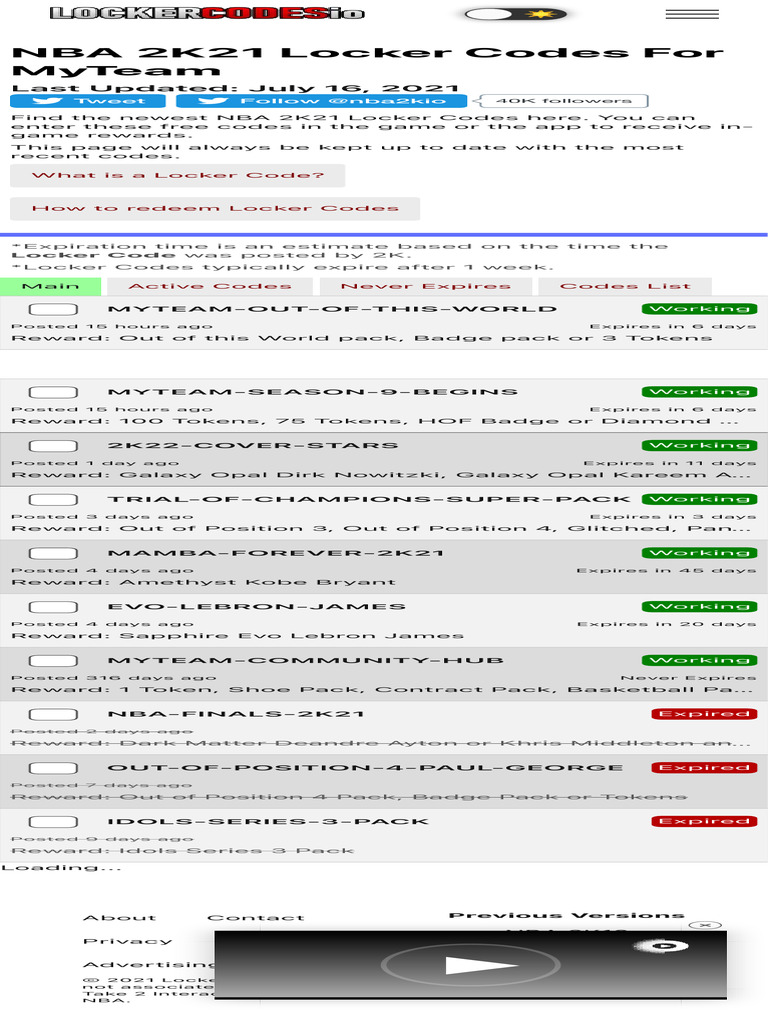 NBA 2K21 Locker Codes - LockerCodes - Io | PDF | National Basketball Association Teams | Sports