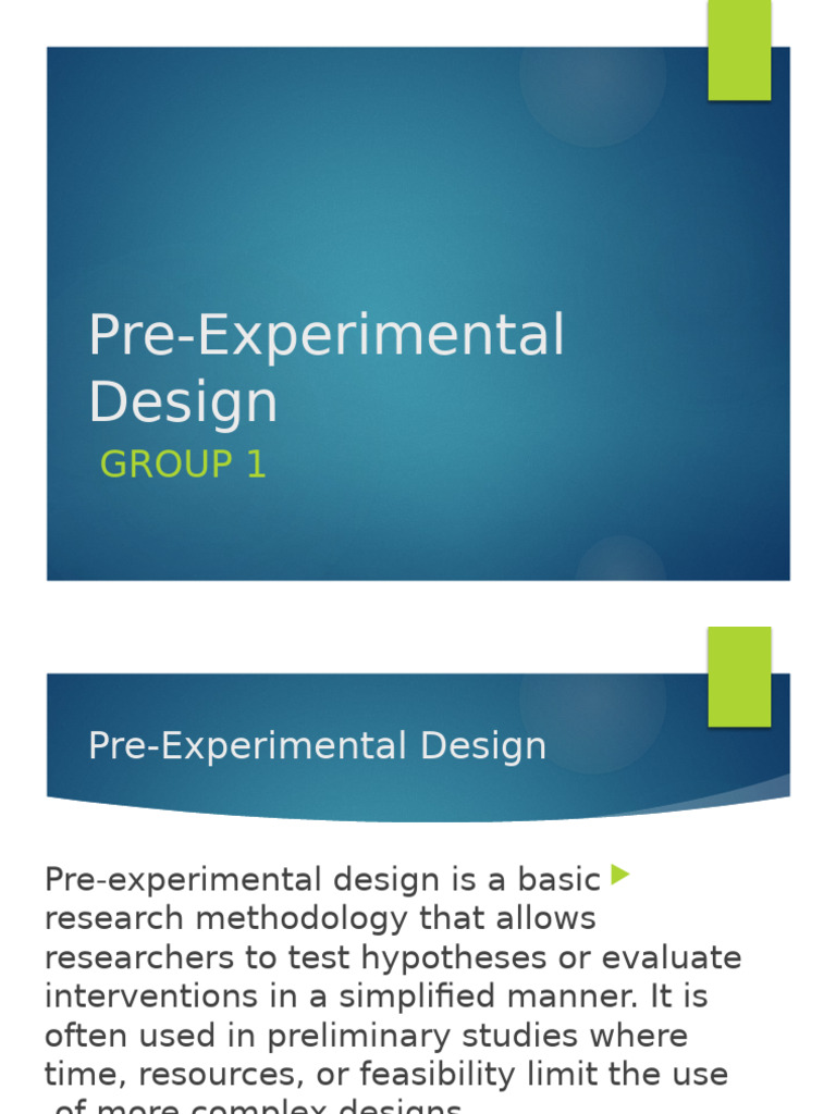 Pre Experimental Design | PDF