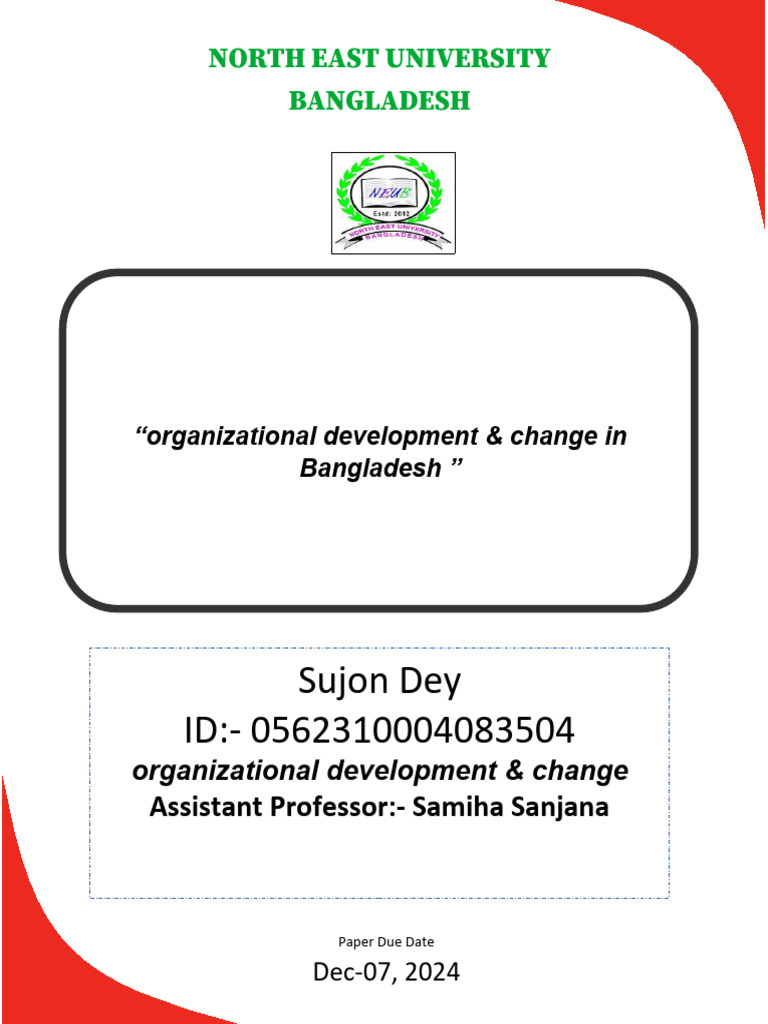 Sujon Dey_ID_ 0562310004083504_OD & Change | PDF | Motivation | Motivational