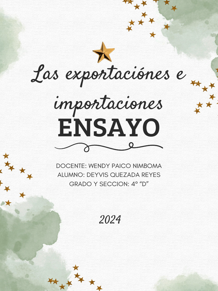 Documento A4 Portada de Proyecto Creativa Acuarelas Verde y Dorado | PDF