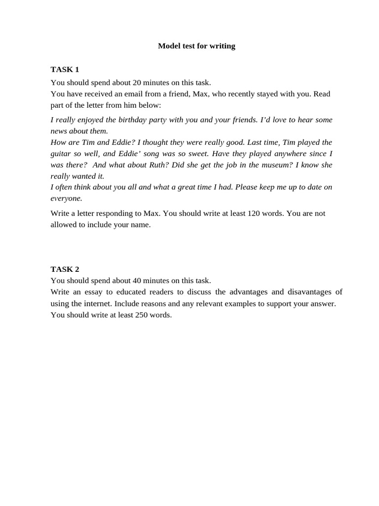 Writing Model Tests Pdf