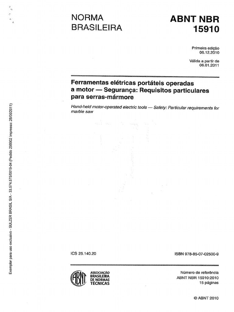Abnt NBR 15910 | PDF