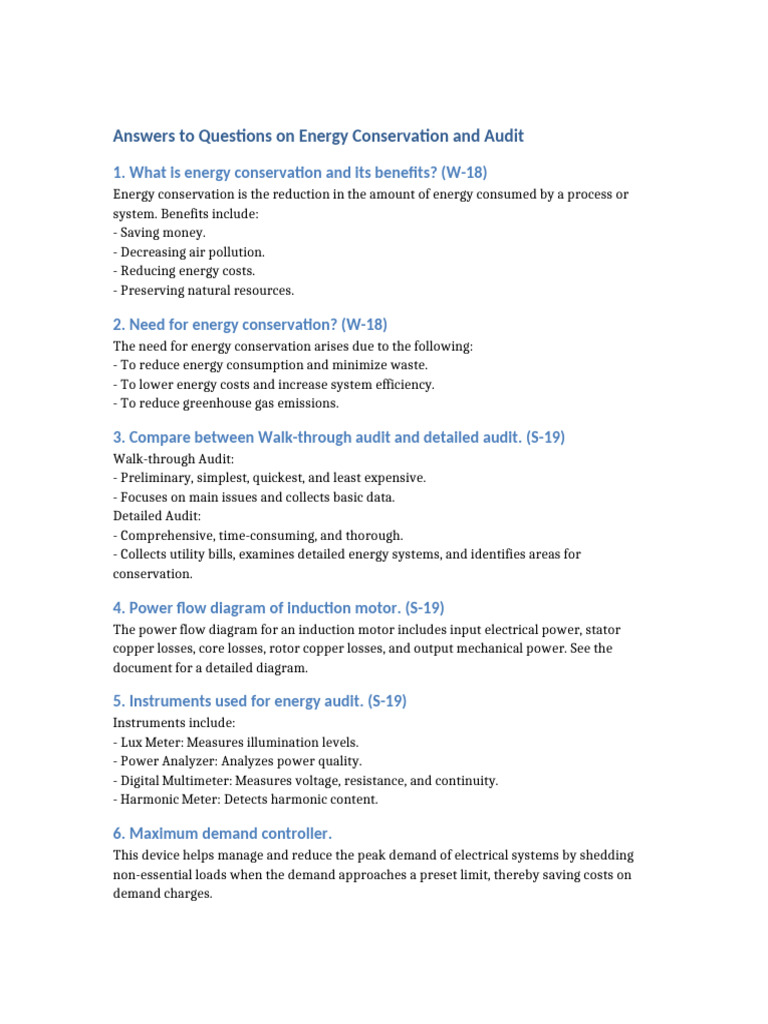 Energy Conservation Answers | PDF