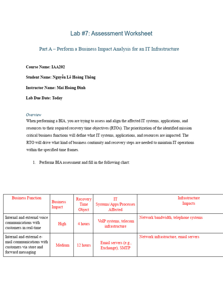 lab07 | PDF | Disaster Recovery | Computer Network