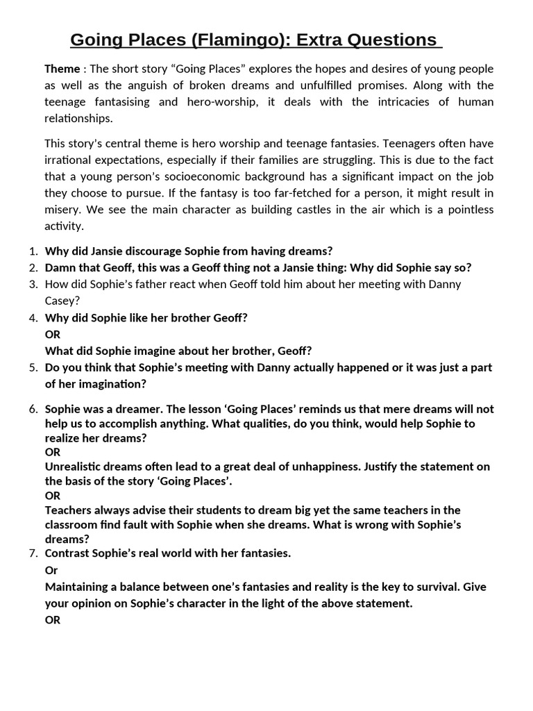 Going Places Extra Questions | PDF | Dream