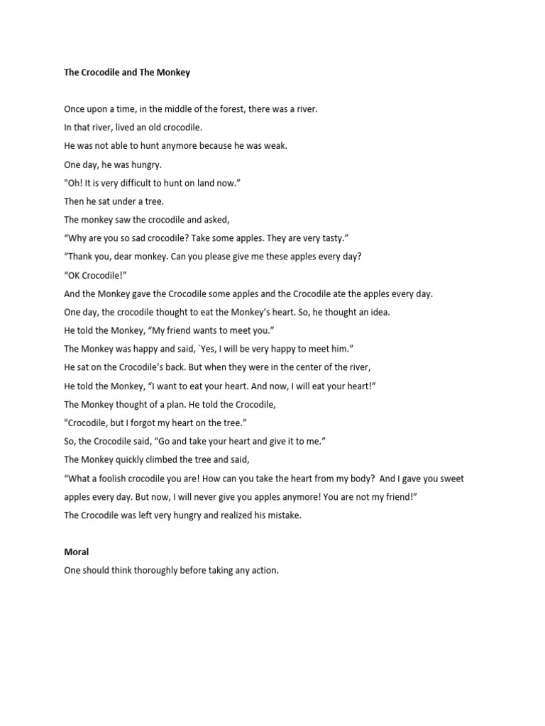 The Crocodile and The Monkey | PDF