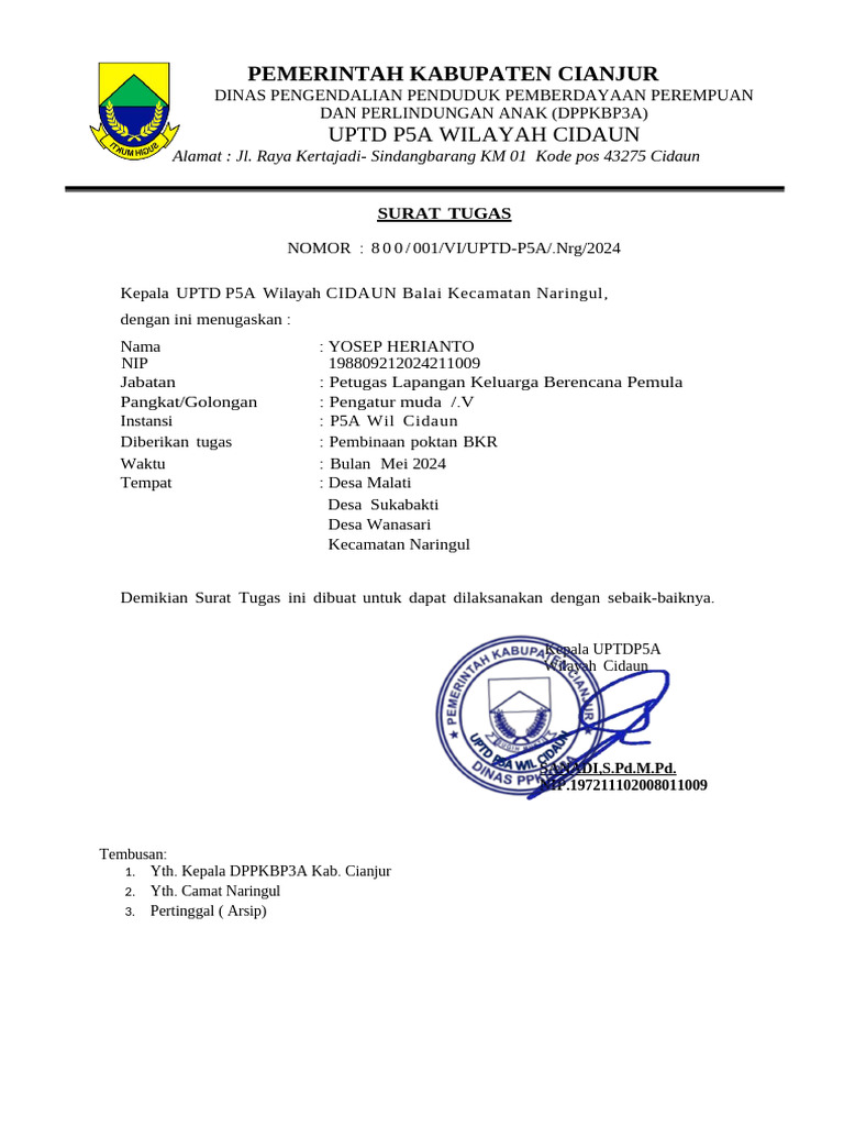 BUKTI BINA BKR YOSEP 2024 | PDF