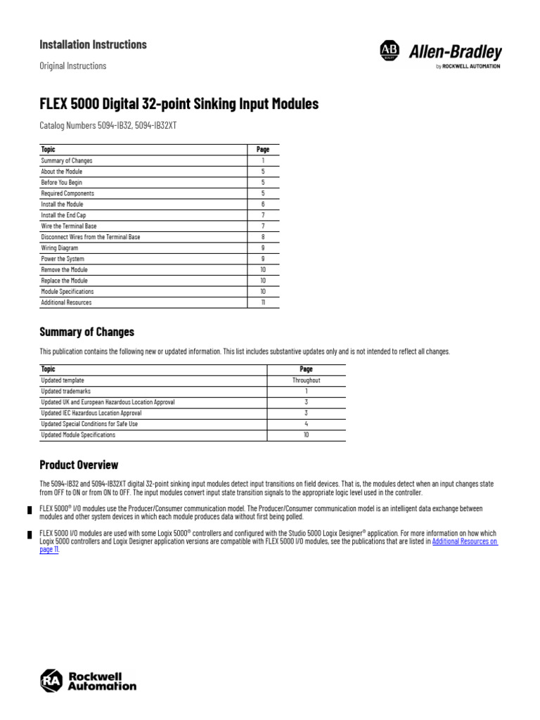 FLEX 5000 Digital 32-Point Sinking Input Modules | PDF | Programmable ...