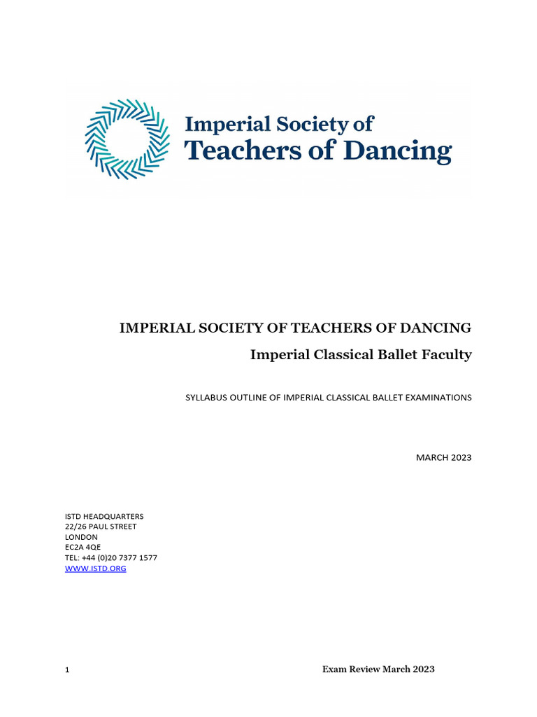 Imperial Classical Ballet Syllabus Outline Exam Revisions 2023 Final 26 ...