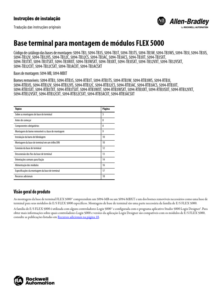 Base Terminal para Montagem de Módulos FLEX 5000 | PDF | Fonte de ...