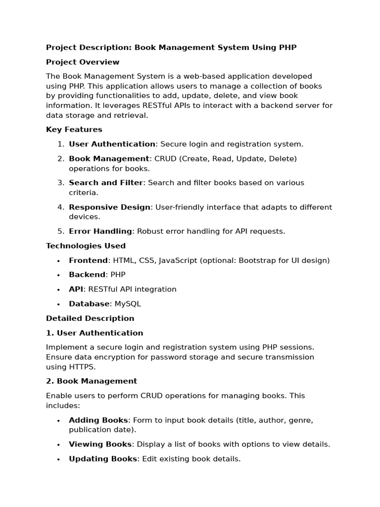 Project Description | PDF | Php | World Wide Web