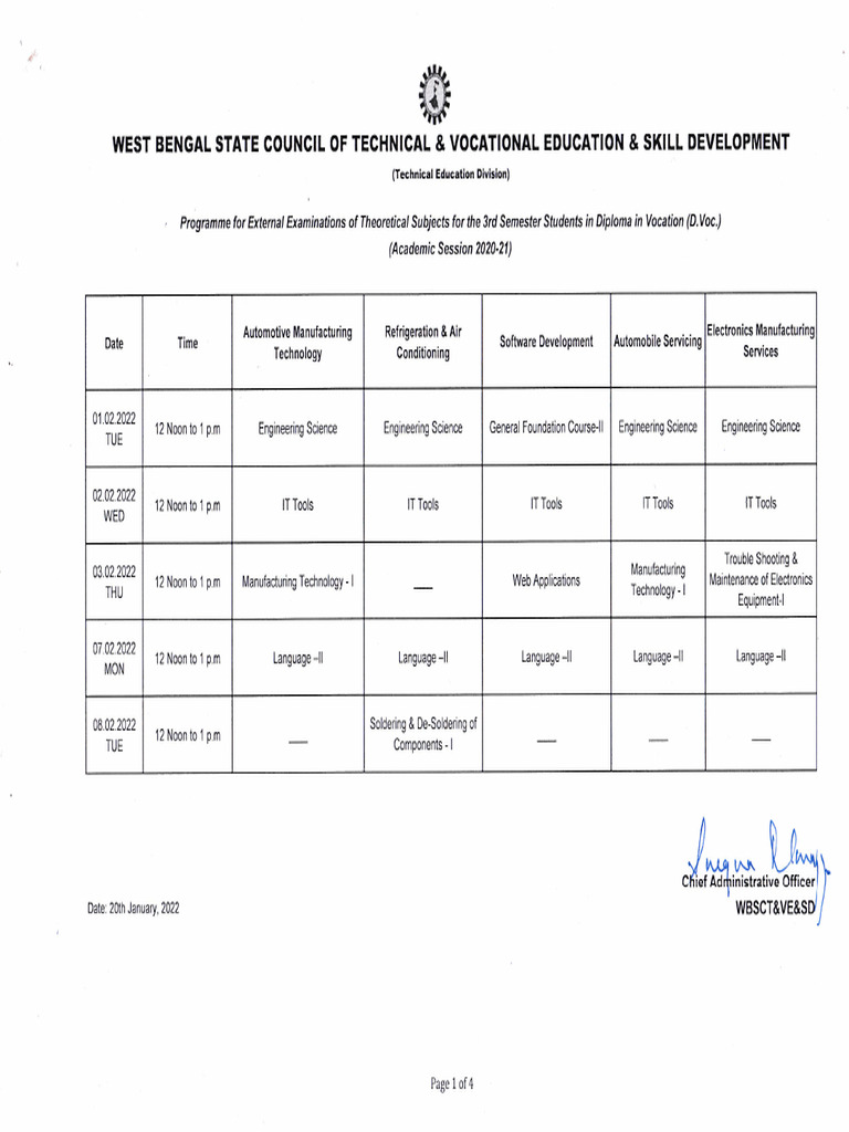 Programme_Theoretical Exam_Feb 2022 | PDF